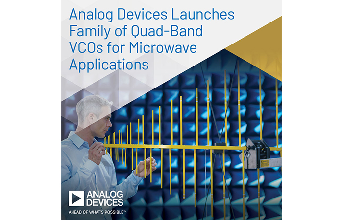 模拟设备推出四频带VCOs，为微波应用提供宽带功能而不影响相位噪声性能